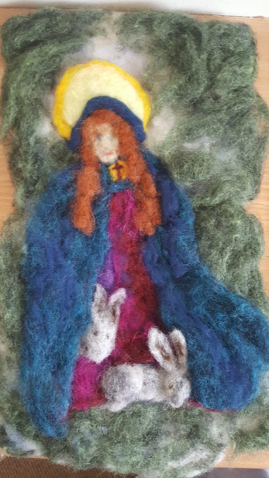 Felted image of St Melangell | Saint Melangell Shrine Church & Centre